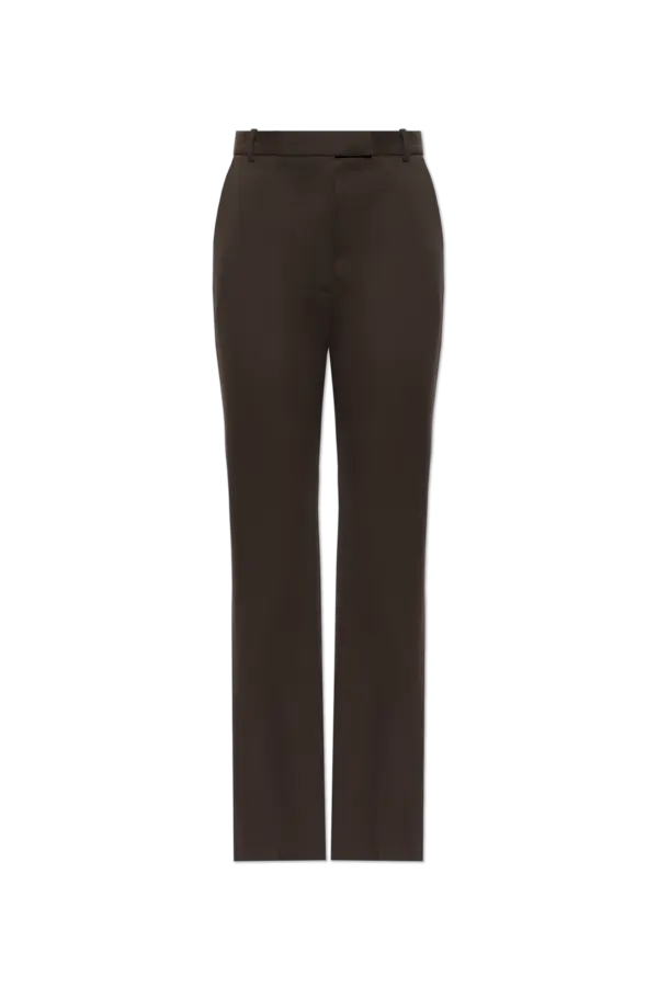 Alexander McQueen Wool Pleated Trousers - Brown