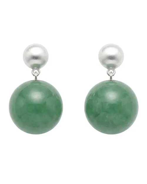 SEREE Duo Silver And Jade- Aventurine Earrings