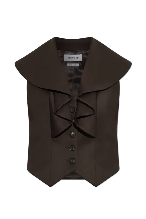 Alexander McQueen Wool Vest With Decorative Collar