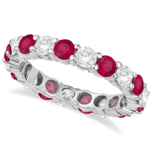 ALLUREZ Eternity Diamond & Gemstone Anniversary Band 14k 3.50ct - Ruby/white Gold
