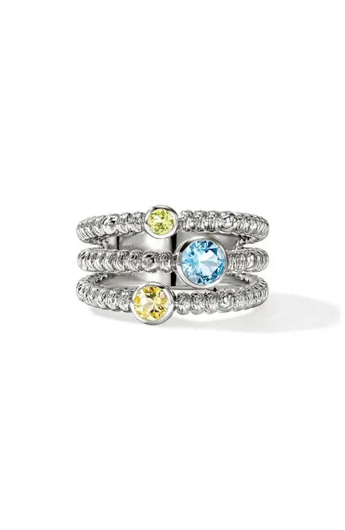 John Hardy Heishi Ring, Sterling Treated Swiss Blue Topaz, Lemon Quartz, Peridot - Silver