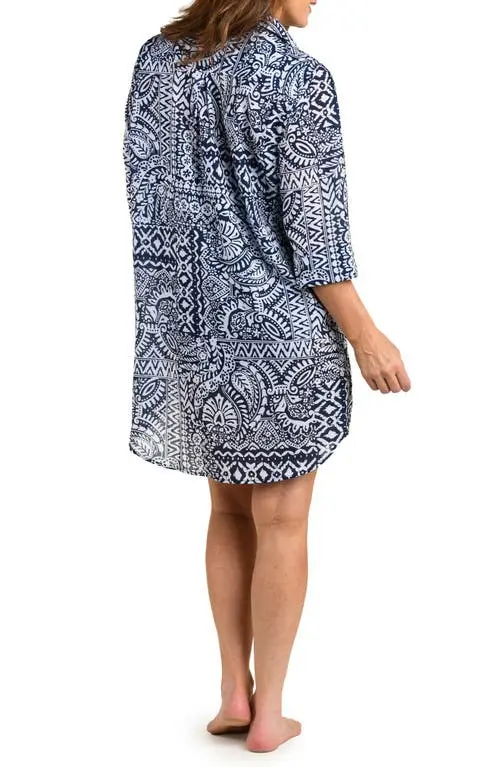 MAXINE OF HOLLYWOOD Island Bohemia Button Down Tunic Cover-up