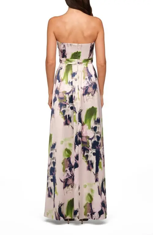 KAY UNGER Ida Floral Print Strapless Gown