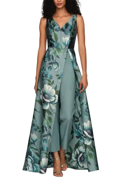 KAY UNGER Isabelle Floral Print Mikado Jumpsuit