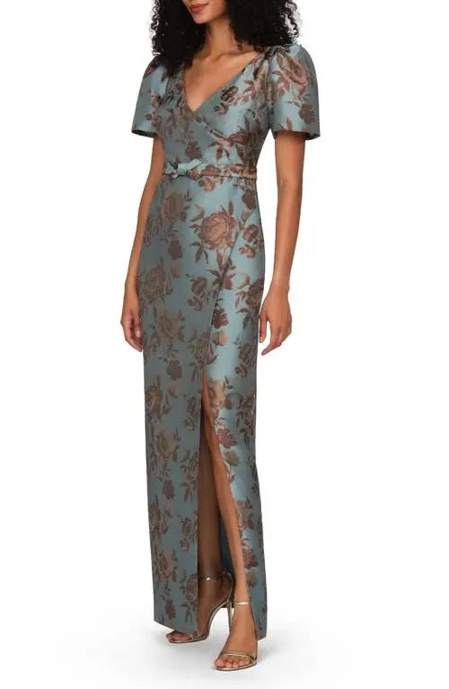 KAY UNGER Esmerelda Floral Jacquard Column Gown