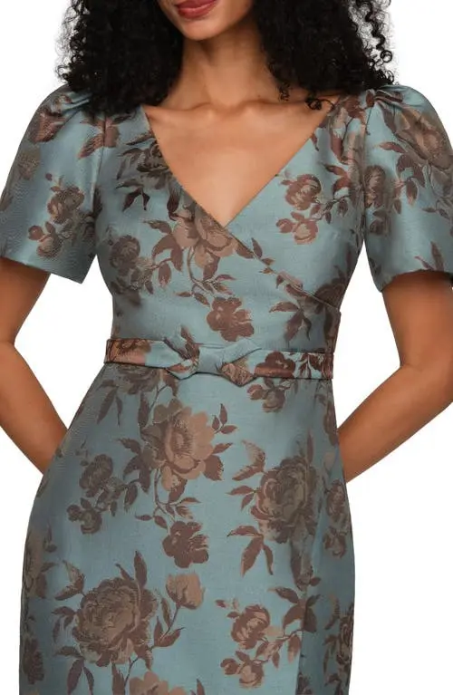KAY UNGER Esmerelda Floral Jacquard Column Gown