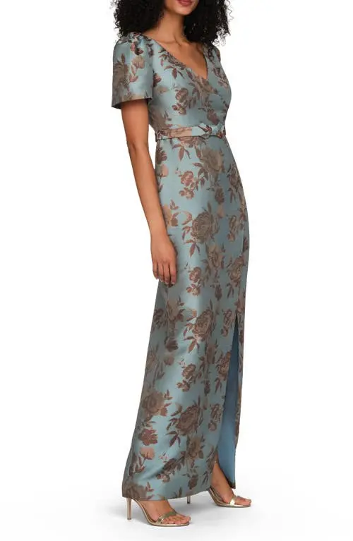 KAY UNGER Esmerelda Floral Jacquard Column Gown