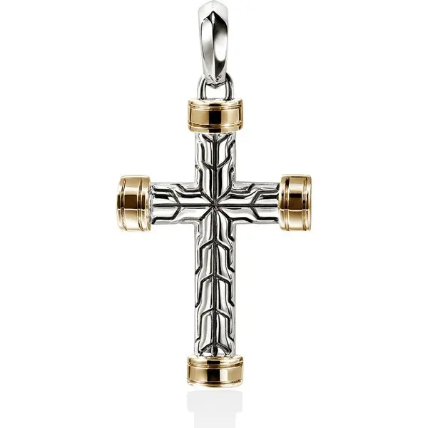 John Hardy Essential 14k Gold & Sterling Cross Pendant - Silver