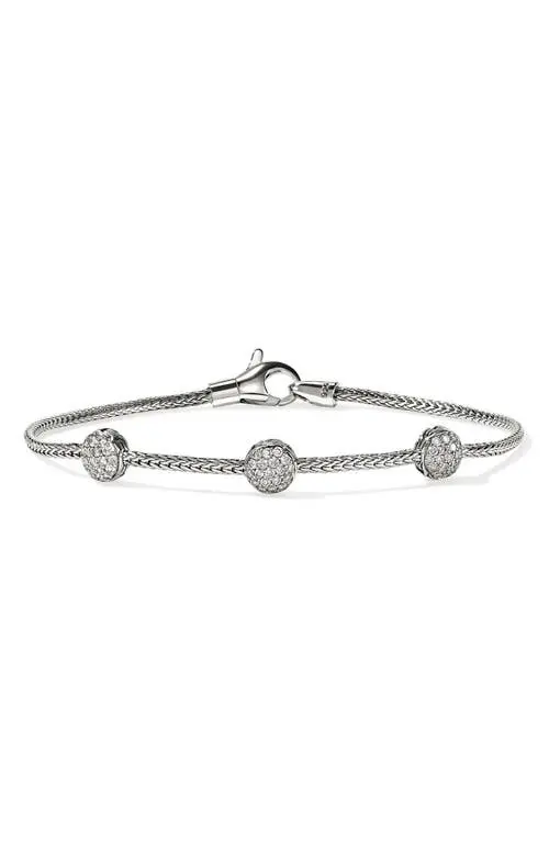 John Hardy Essentials Diamond Pav9 Station Bracelet - Silver