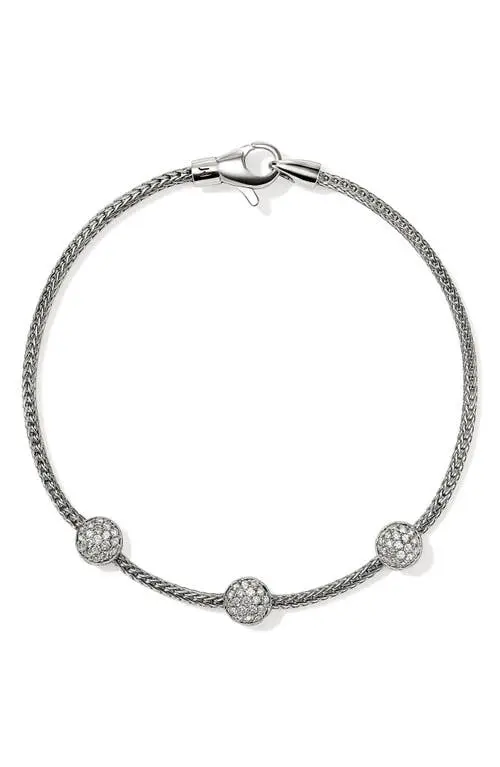John Hardy Essentials Diamond Pav9 Station Bracelet