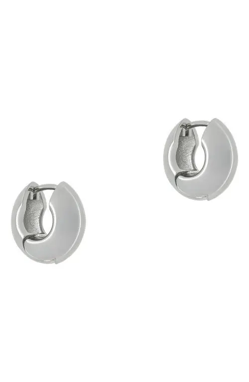 REISS Posie Polished Contour Hinged Huggie Earrings - Silver Tone