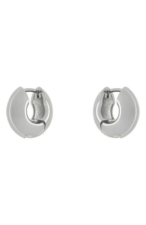 REISS Posie Polished Contour Hinged Huggie Earrings - Silver Tone