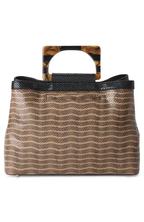 Brahmin Small Denise Croc Embossed Leather Satchel - Brown Multi