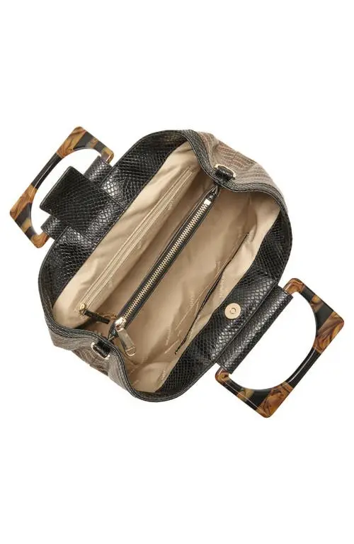 Brahmin Small Denise Croc Embossed Leather Satchel - Brown Multi