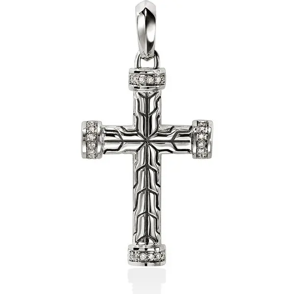 John Hardy Essential Diamond Cross Pendant - Silver