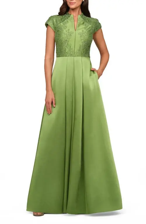 KAY UNGER Wrenley Beaded Cap Sleeve Gown