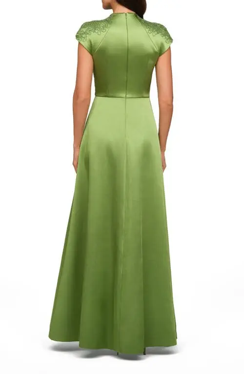 KAY UNGER Wrenley Beaded Cap Sleeve Gown