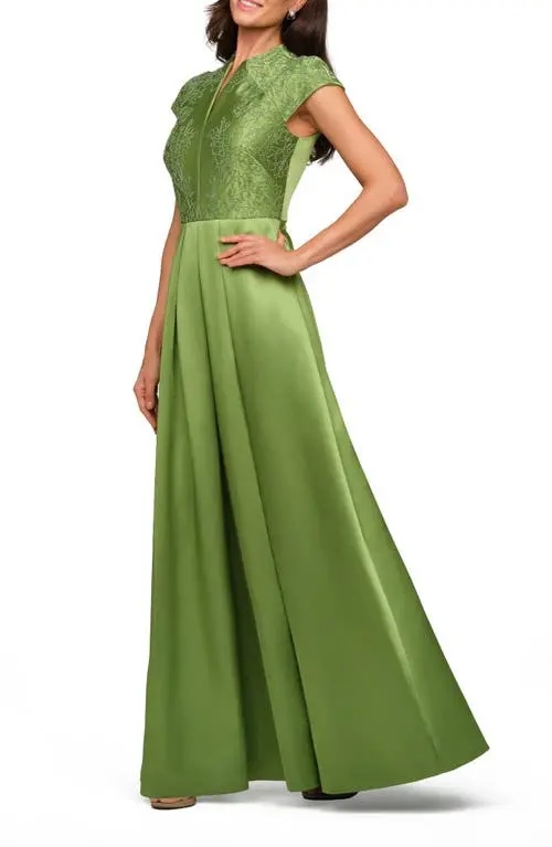 KAY UNGER Wrenley Beaded Cap Sleeve Gown