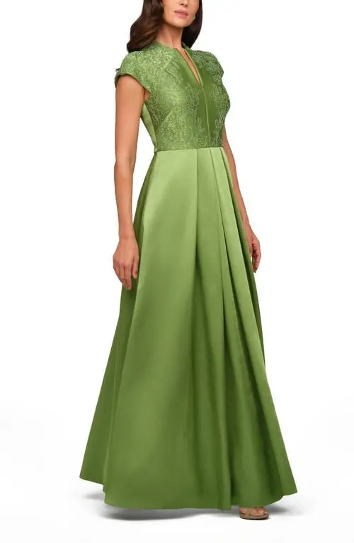 KAY UNGER Wrenley Beaded Cap Sleeve Gown
