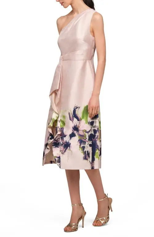 KAY UNGER Dani Floral Print Asymmetric Midi Dress