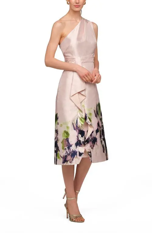 KAY UNGER Dani Floral Print Asymmetric Midi Dress