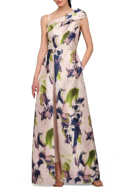 KAY UNGER Whitely Floral Print Maxi Jumpsuit - Champagne Multi