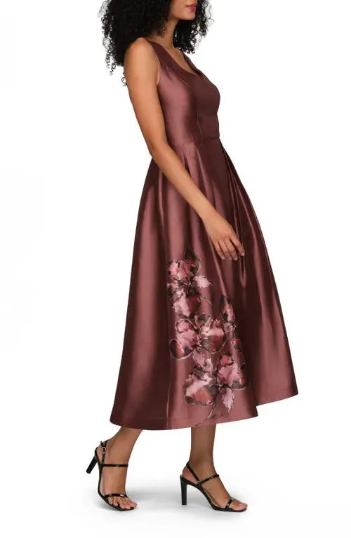 KAY UNGER Blakely Floral Print A-line Dress - Mocha Multi