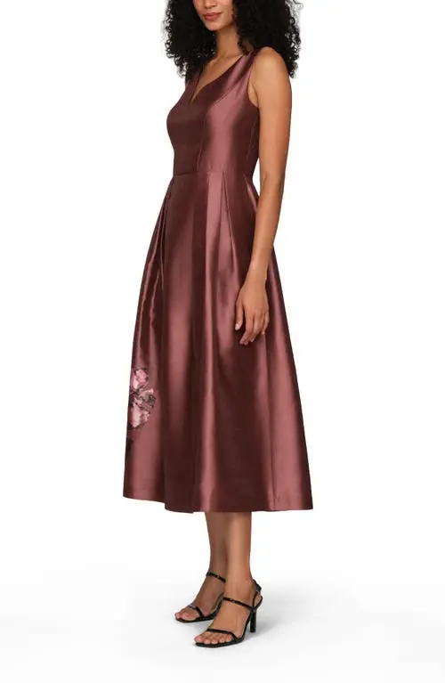 KAY UNGER Blakely Floral Print A-line Dress - Mocha Multi