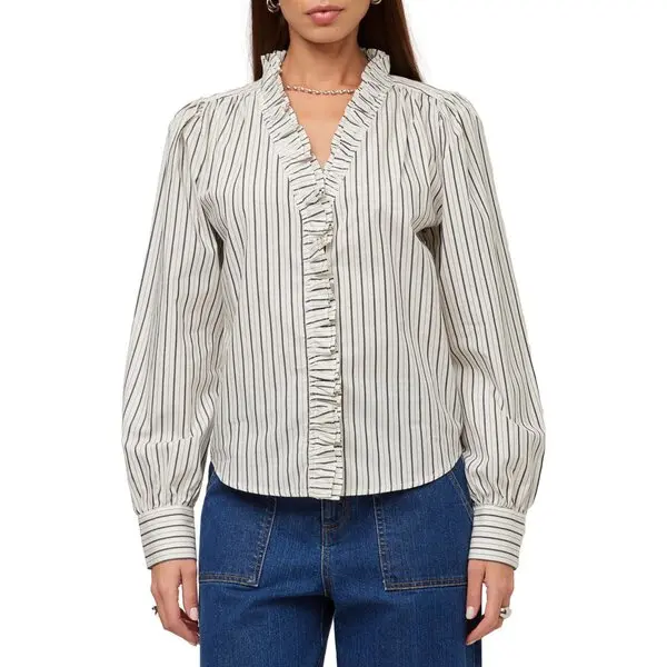 Fifteen Twenty Lizzy Ruffle Stripe Shirt