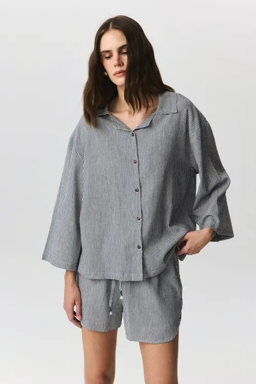 BULDAN'S Nina Shirt - Navy Blue