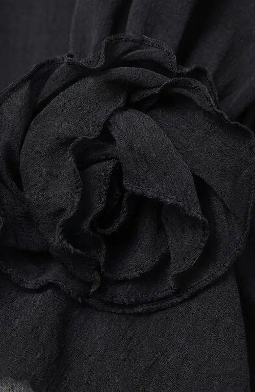 MODENAIRE Elegant Lace-up Peplum Blouse With Long Sleeves - Black