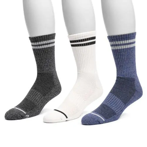 MUK LUKS 3 Pair Pack Sporty Crew Cotton Socks