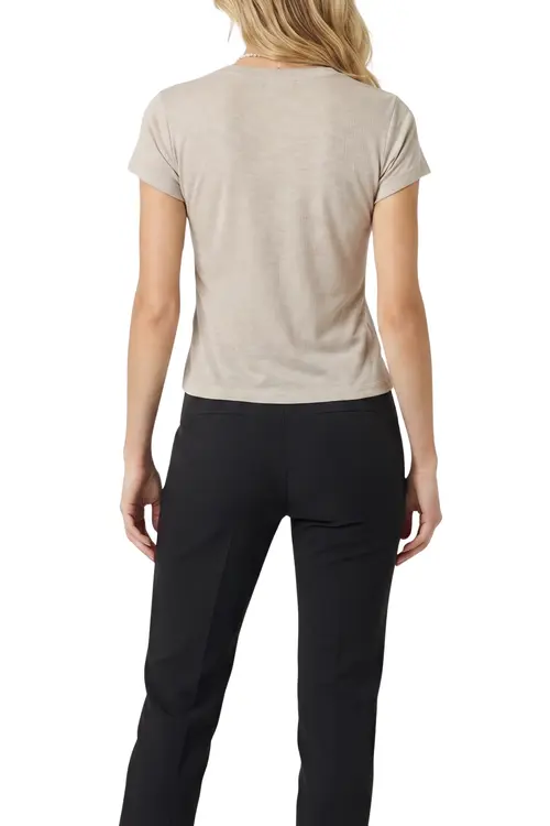 MODENAIRE Short Sleeve Beaded Script Tee - Gray