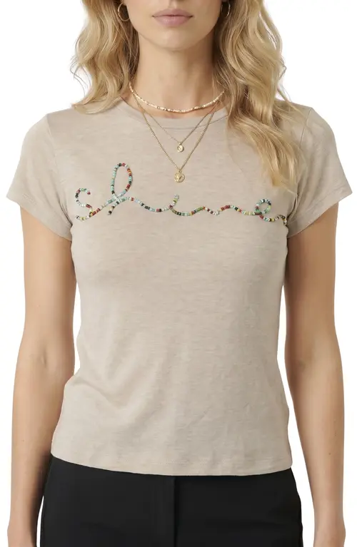 MODENAIRE Short Sleeve Beaded Script Tee - Gray