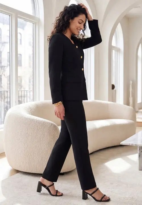 JESSICA LONDON Stretch Crepe Square Neck Pantsuit