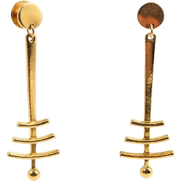 MADISON BEVERLY HILLS Vintage 1970s Costume Geometric Drop Earrings - Gold