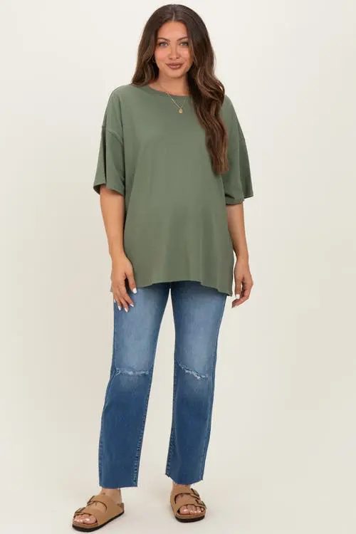 PINKBLUSH Olive Cotton Oversized Tee
