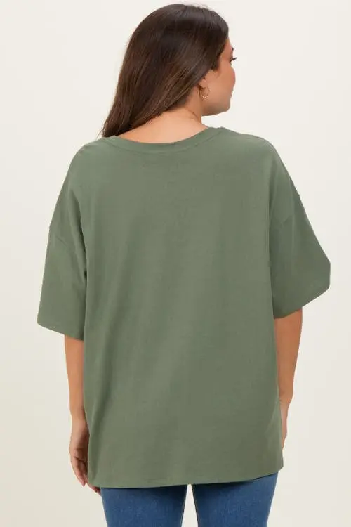 PINKBLUSH Olive Cotton Oversized Tee
