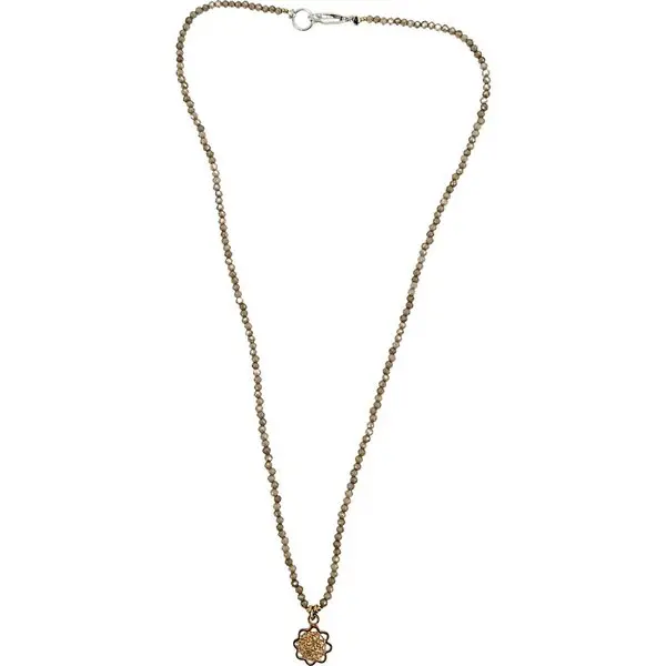 MADISON MAISON Faceted Beaded Charm Necklace - Brown