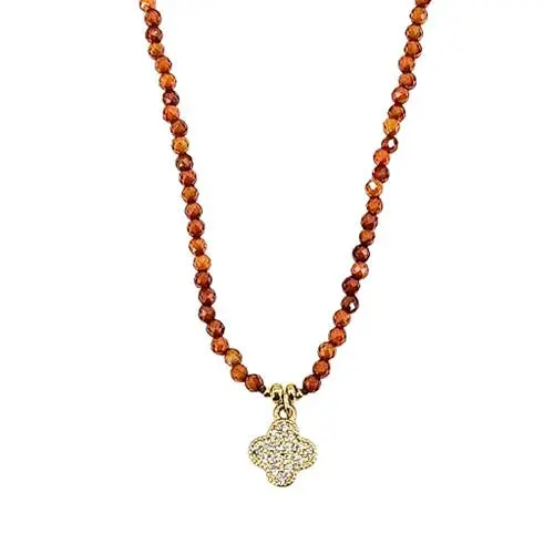 MADISON MAISON Faceted Beaded Charm Necklace - Orange