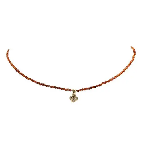 MADISON MAISON Faceted Beaded Charm Necklace - Orange