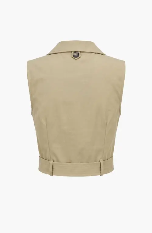 MODENAIRE Convertible Cape Trench Vest With Double Breasted Front And Belt