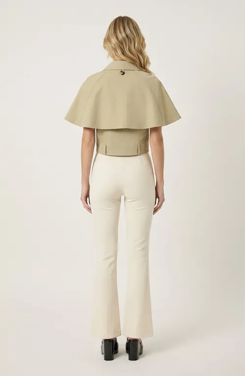 MODENAIRE Convertible Cape Trench Vest With Double Breasted Front And Belt