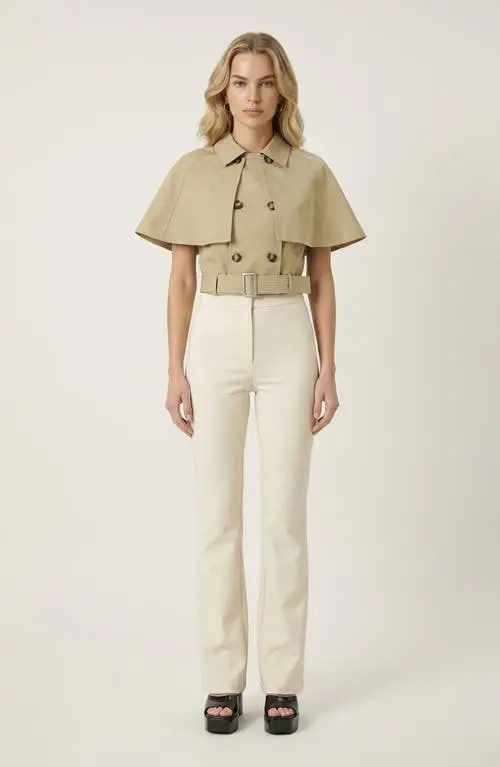 MODENAIRE Convertible Cape Trench Vest With Double Breasted Front And Belt