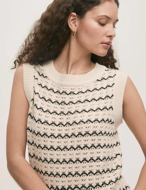 FINERY LONDON Dion Striped Knitted Sleeveless Top