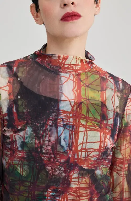 LUUKAA Ines Printed Mesh Top