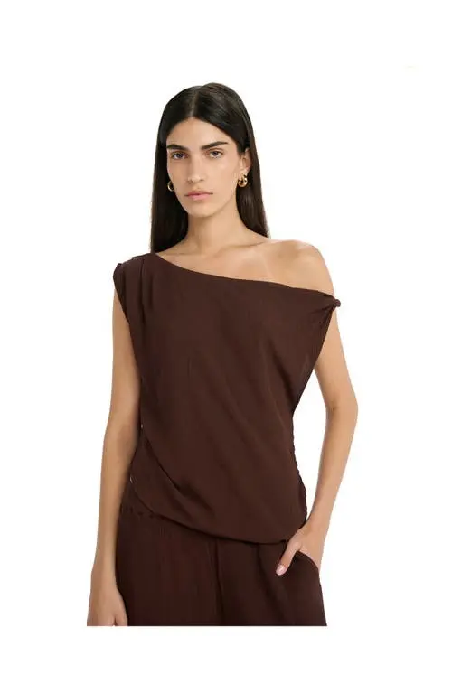BEACH LIFE BY GOTTEX Resort One Shoulder Twist Top Cover-up - Brown