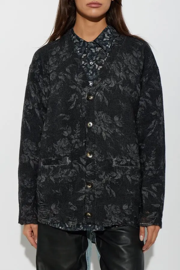 R13 Wool Cardigan With Floral Motif