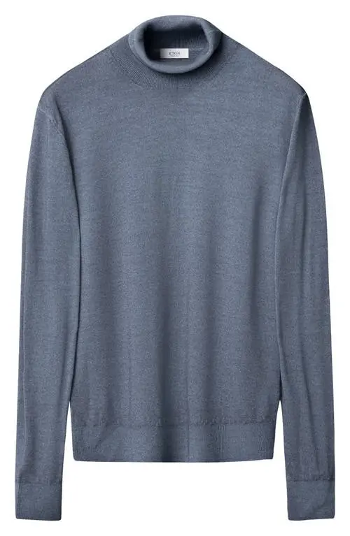 Eton Merino Wool Turtleneck Sweater - Light Blue