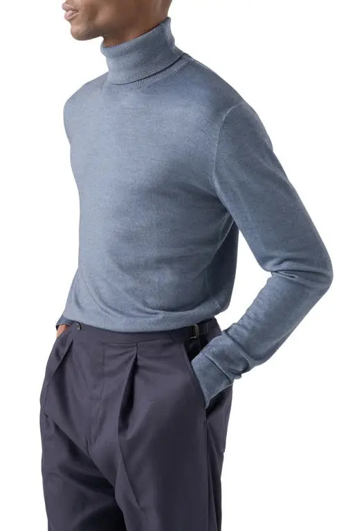 Eton Merino Wool Turtleneck Sweater - Light Blue
